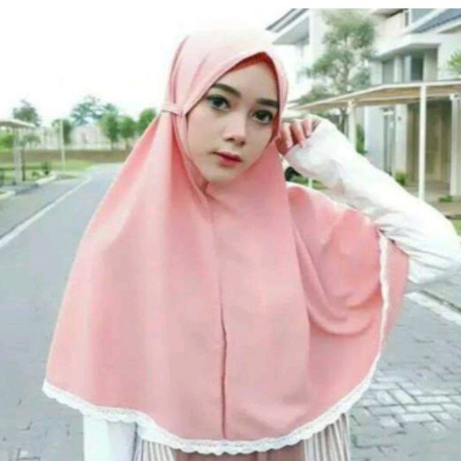 Jual Hijab Bergo Maryam Renda Bawah/ Maryam Renda Bawah Non Ped Tali Diamond | Shopee Indonesia