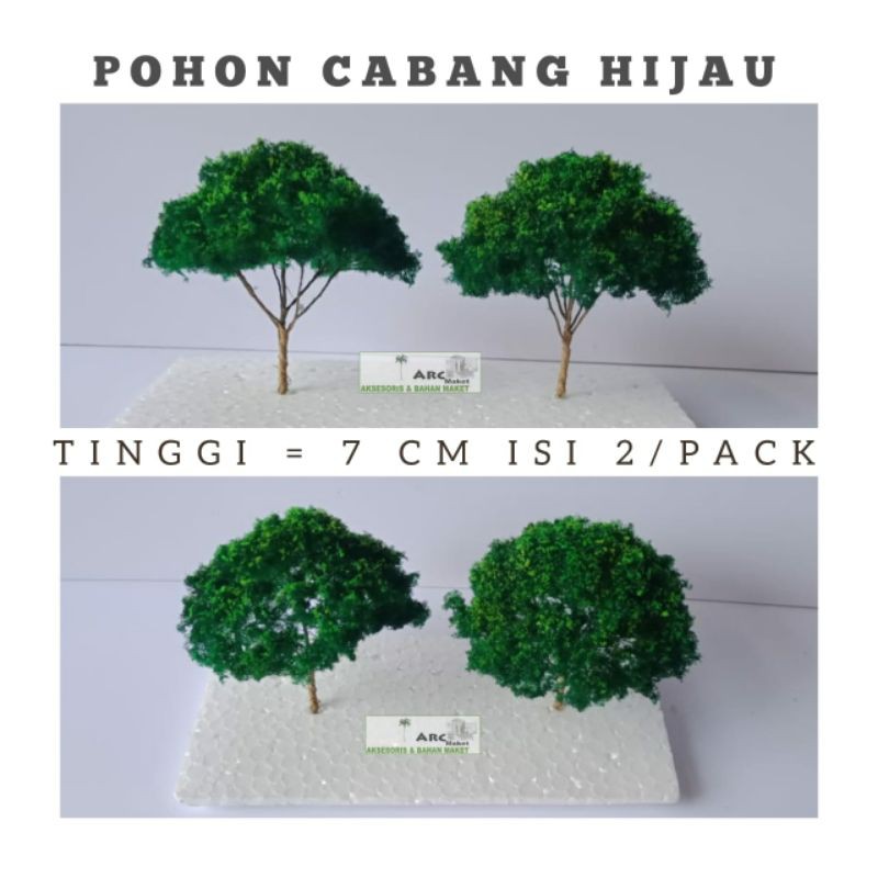 Jual Maket Miniatur Pohon Cabang Tinggi 6,5 cm - 8,5 cm Warna Hijau dan ...