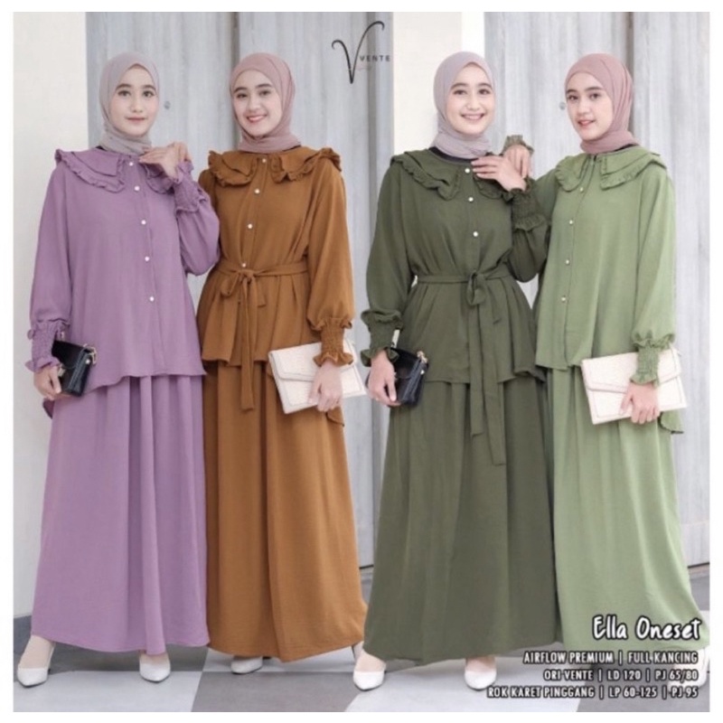 Jual ELLA Set Rok Crinkle Airflow - Setelan polos Crinkle Airflow / One set polos ella rok ...