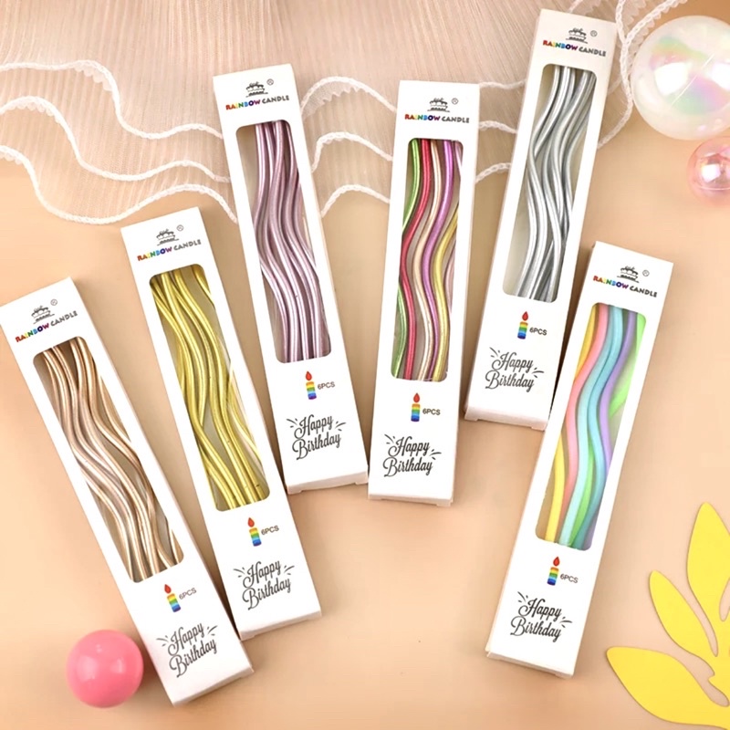 Jual Lilin Ulang Tahun Spiral isi 6 batang Gold Emas Metalik Tinggi 16 ...