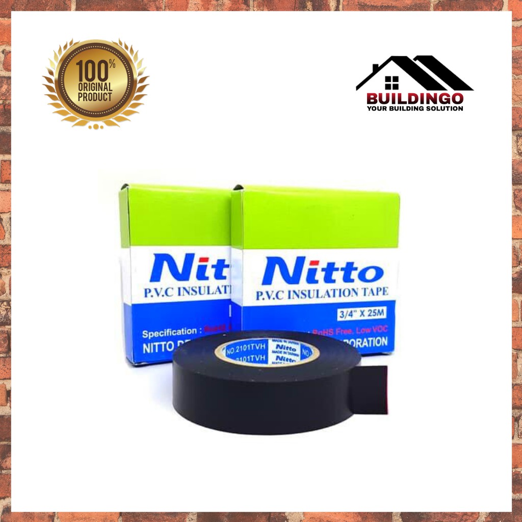 Jual ISOLASI LISTRIK NITTO HITAM / NITTO PVC INSULATION TAPE 3/4" X 25M ...
