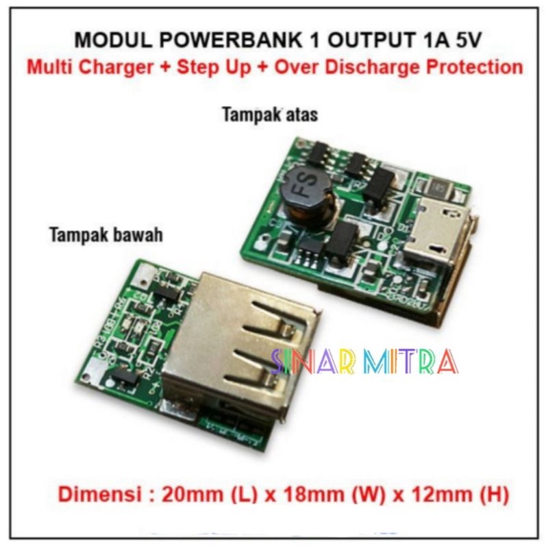 Jual Step Up Modul Power Bank 134N3P Output 5V 1A Charging Protection ...
