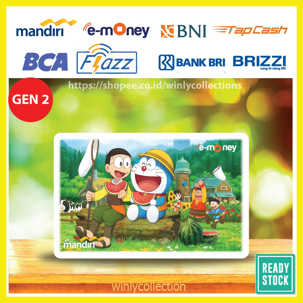Jual KARTU EMONEY ETOLL ANIME DORAEMON KEBUN SEMANGKA FLAZZ BCA GEN 2 ...