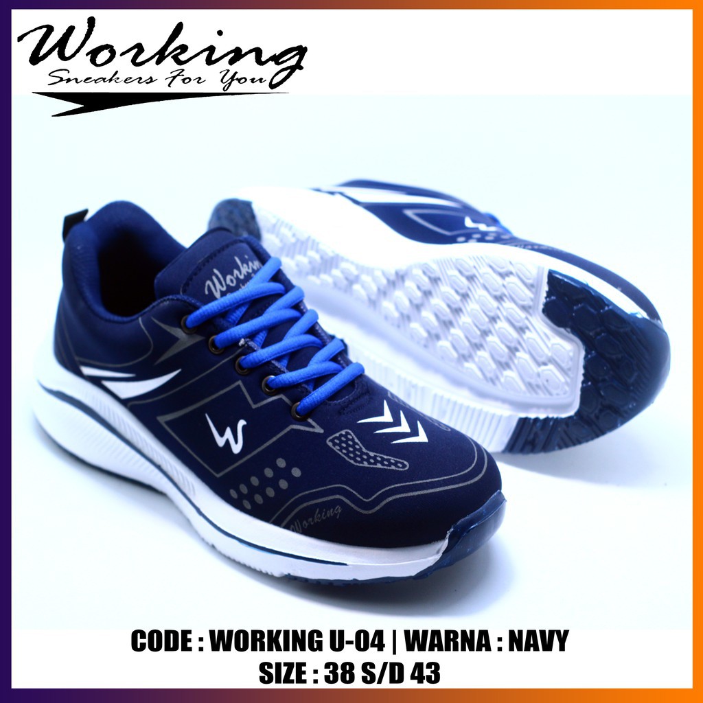 Jual Sepatu Running Pria Working U-04 // Sepatu Jogging | Shopee Indonesia