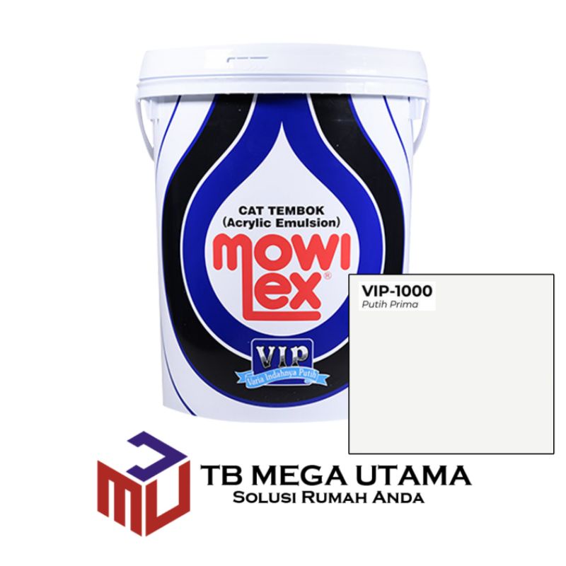 Jual Mowilex Emulsion VIP E 1000 Putih Prima 20 Liter | Cat Dinding Interior | Shopee Indonesia