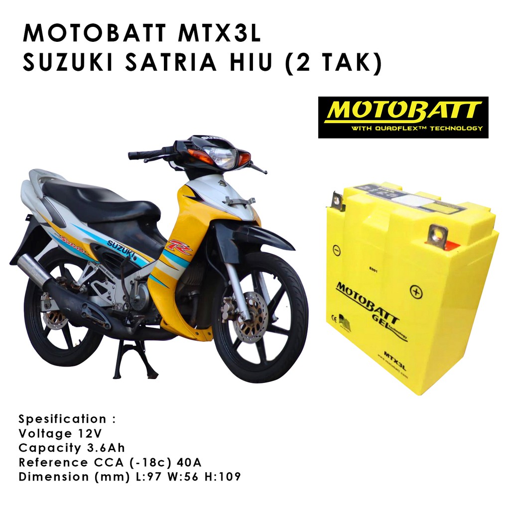 Jual Aki Motor Suzuki Satria Hiu 2 Tak Starter Kick Motobatt MTX3L ...