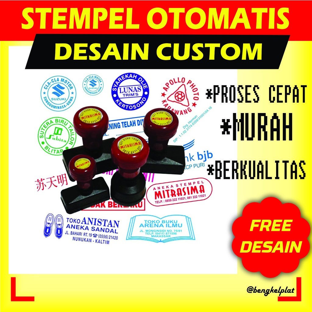 Jual Stempel Flash Otomatis Warna Custom Nama Toko Logo Sekolah Lembaga ...