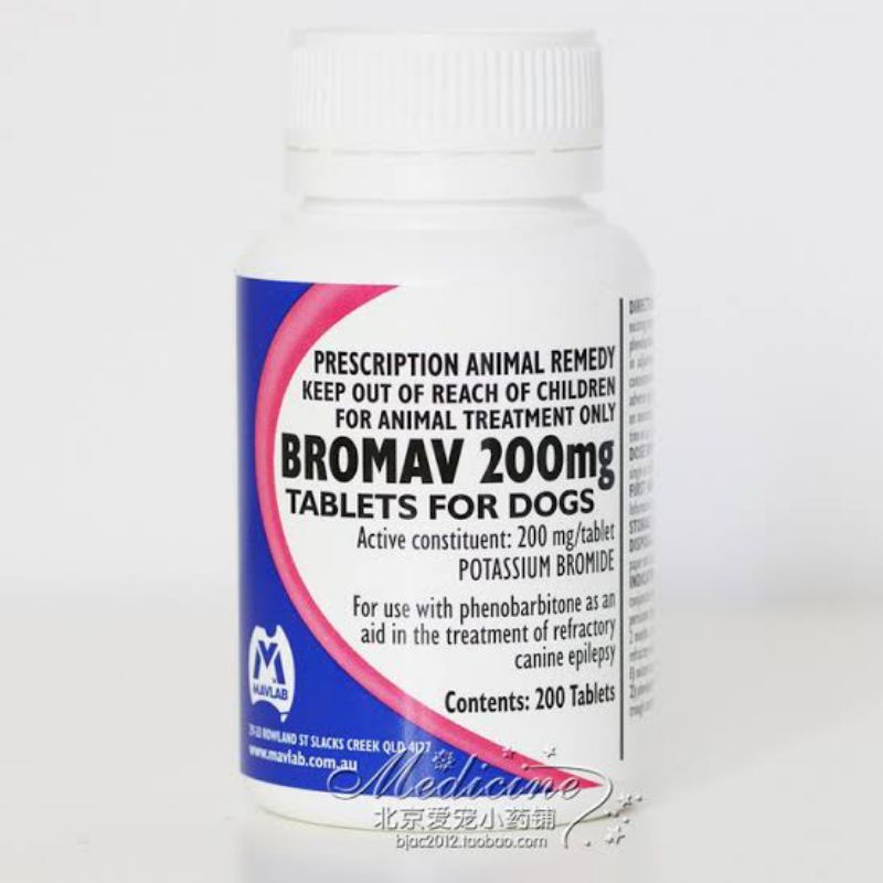 Jual BROMAV 200MG - Obat Epilepsi Dan Kejang Kusus Anjing - Harga 1 ...