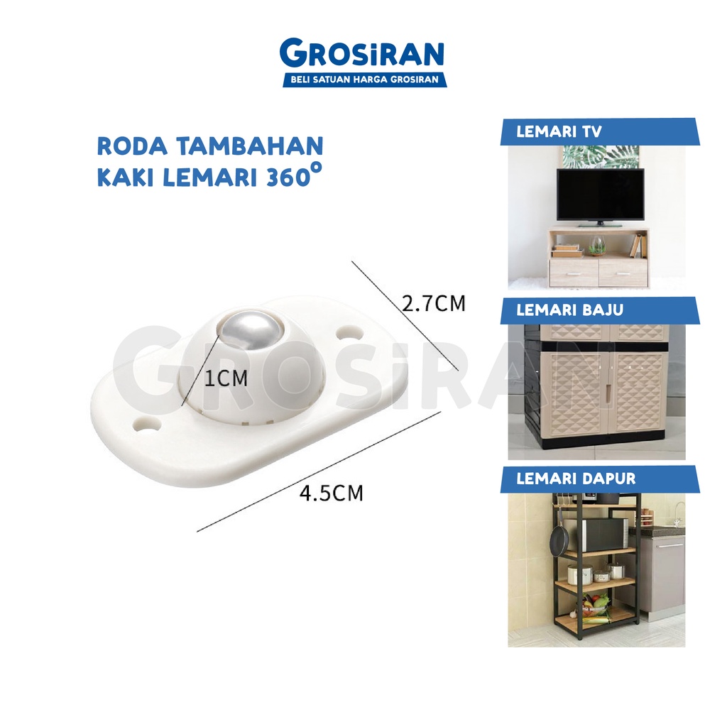 Jual Roda Tambahan Tempel Furniture Universal Putar 360 Derajat Bola ...
