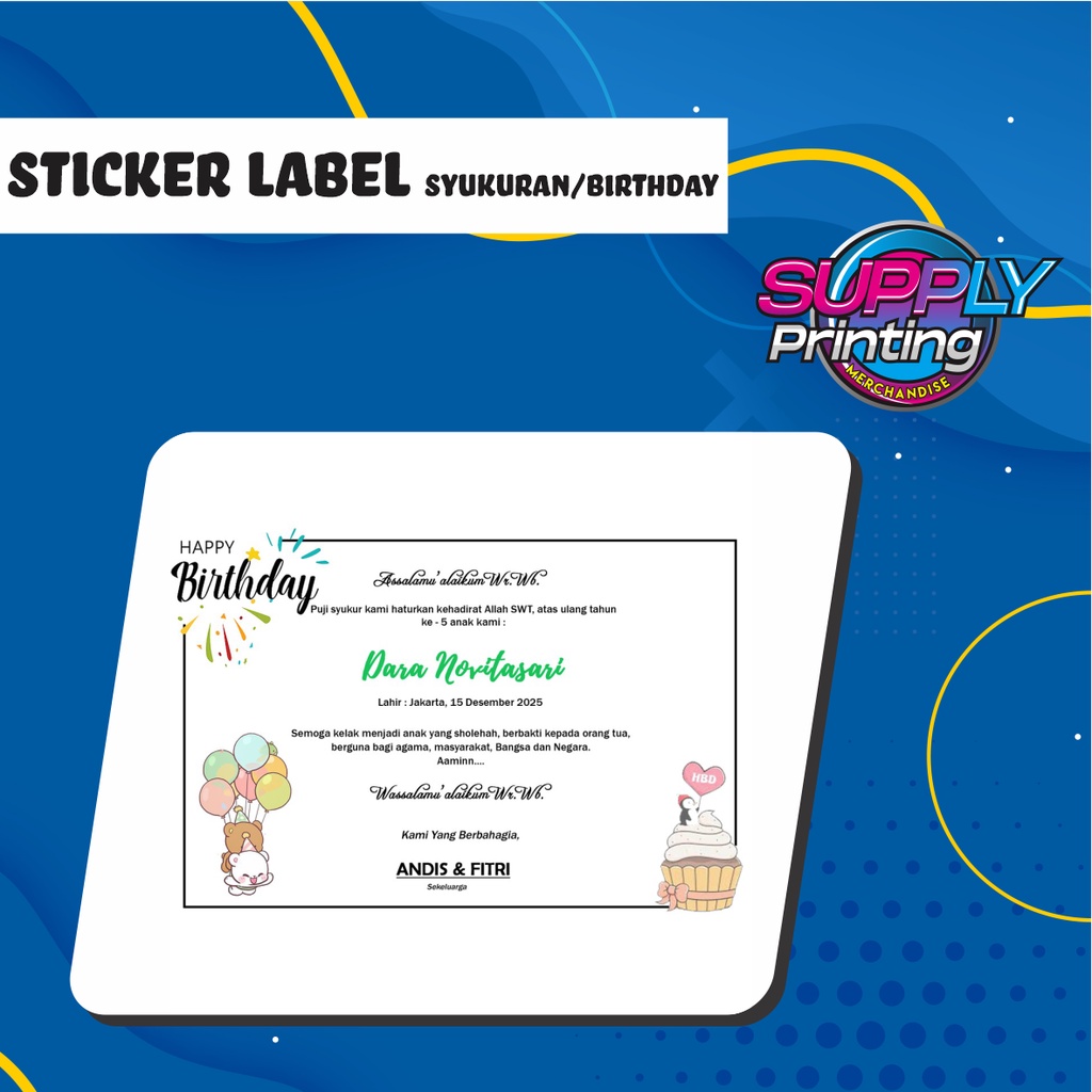 Jual Sticker Label Syukuran Birthday Ulang Tahun MURAH (isi 100Pcs ...