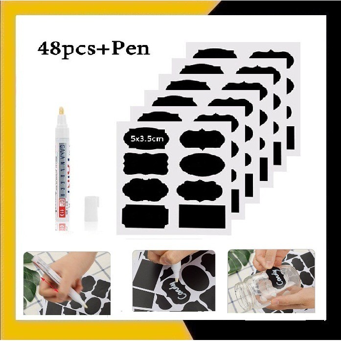 Jual Stiker Label Blackboard Papan Tulis Removable 5 PCS + PEN ( hitam ...