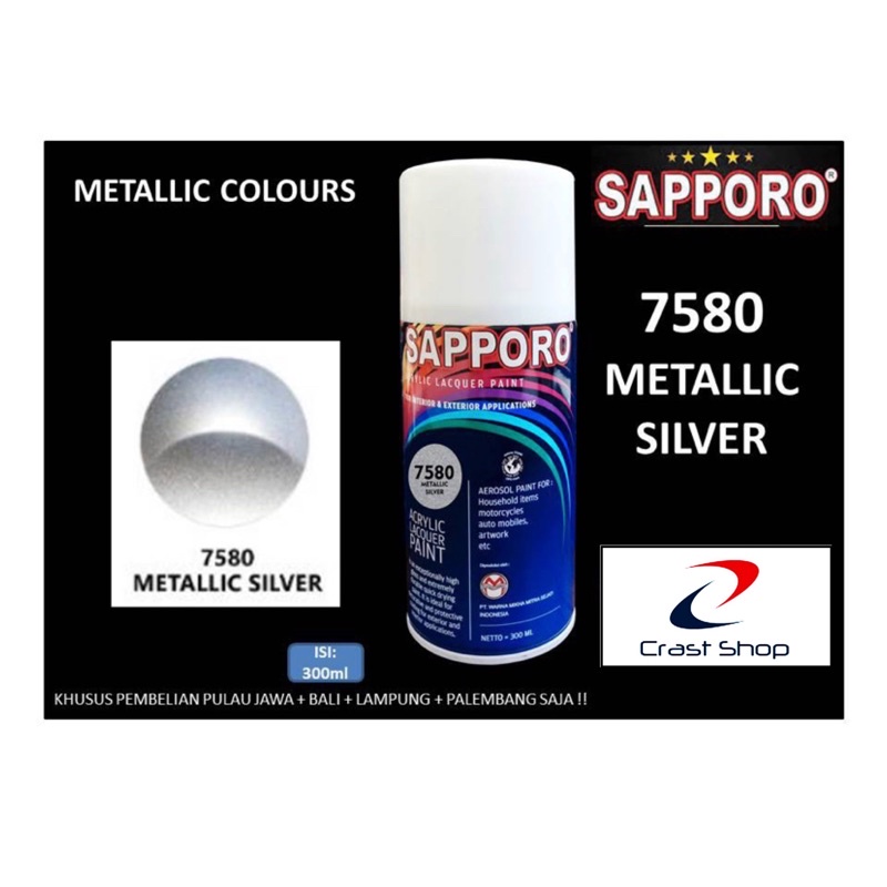 Jual Sapporo 7580 Metallic Silver Cat Semprot Saporo Paint Silver ...