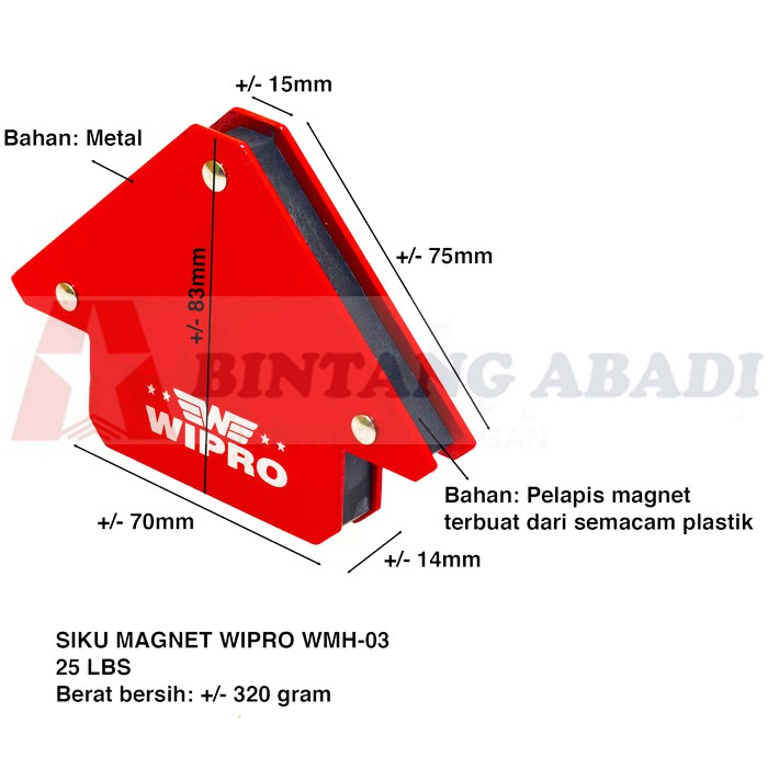 Jual Wipro Siku Magnet 3" Inchi (75 mm) 25 LBS / Smart Welding Magnet ...