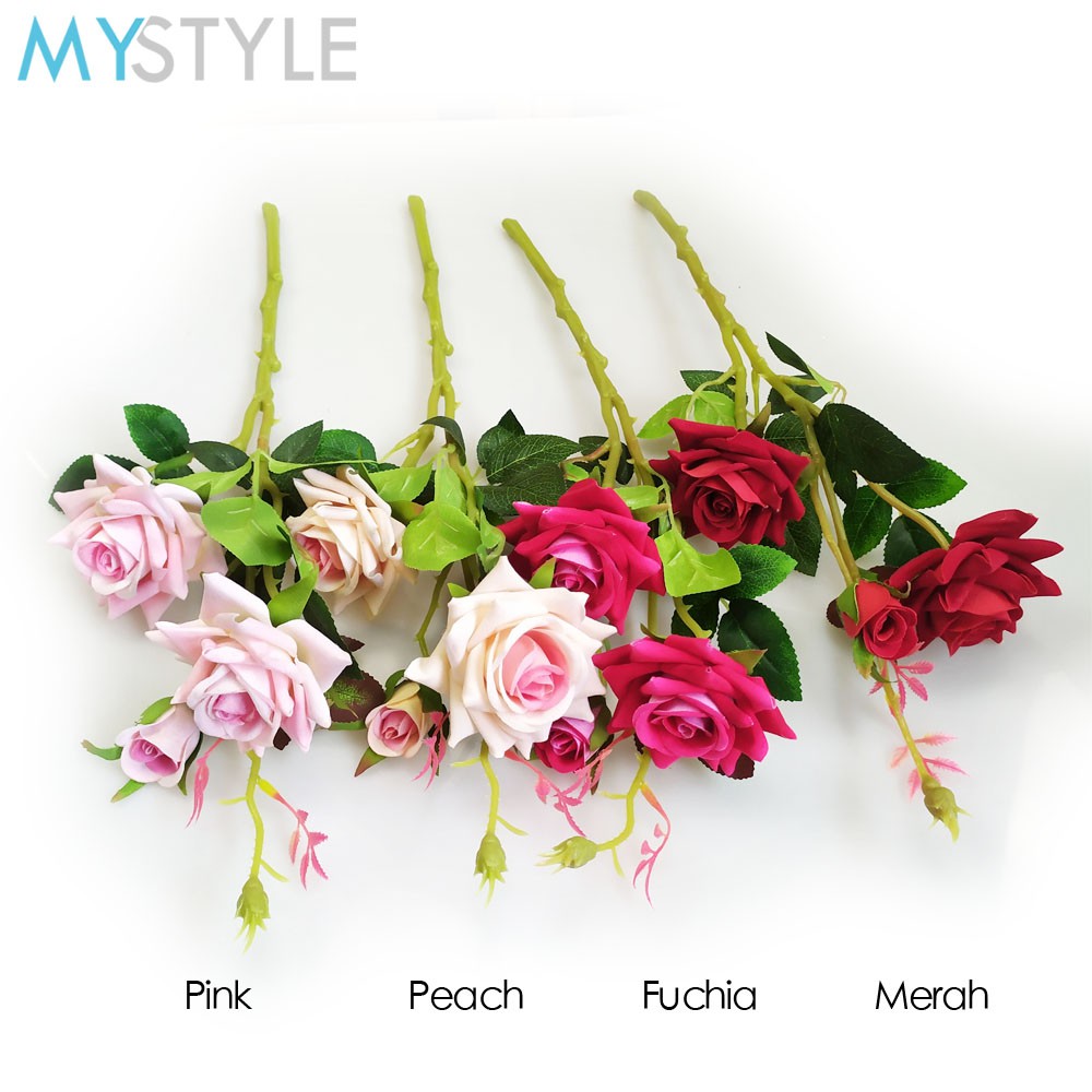 Jual MYSTYLE BUNGA PLASTIK ROSE 443 BUNGA MAWAR HIAS PLASTIC ARTIFICIAL ...