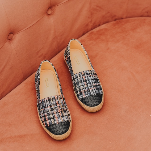 Jual Scilla Woven espadrilles Tweed All Black | Shopee Indonesia