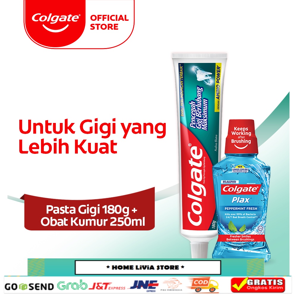 Jual Colgate Fresh Cool Mint Toothpaste/Pasta Gigi 180 gr + Mouthwash ...