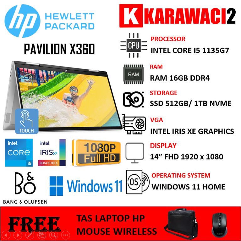 Jual LAPTOP TOUCH SCREEN MURAH HP PAVILION 14 X360 I5 1135G7 RAM BESAR ...