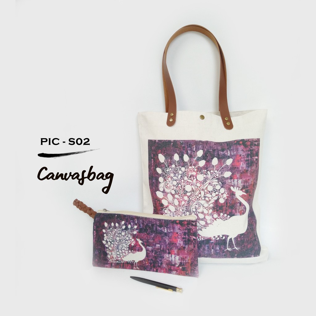 Jual Totebag Canvas Vintage Set PIC Tas Wanita Seri Merak | Shopee ...