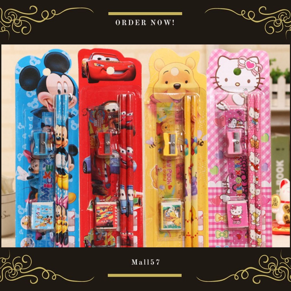 Jual ⭐Mall57⭐ Mini Stationary Set 5in1 Set Alat Tulis Sekolah 5 in 1 ...