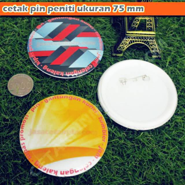 Jual Grosir cetak pin peniti ukuran 75 mm bisa custom desain sendiri ...
