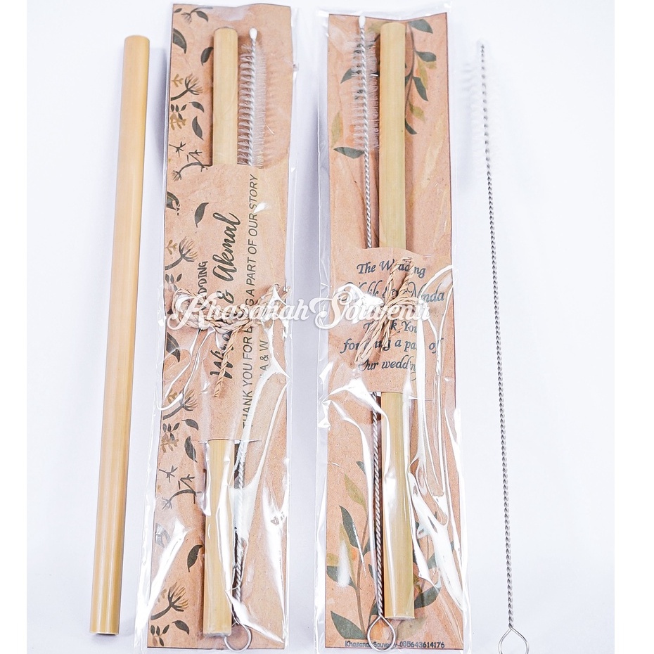 Jual souvenir set sedotan bambu dan sikatnya / bambbo straws and brush ...