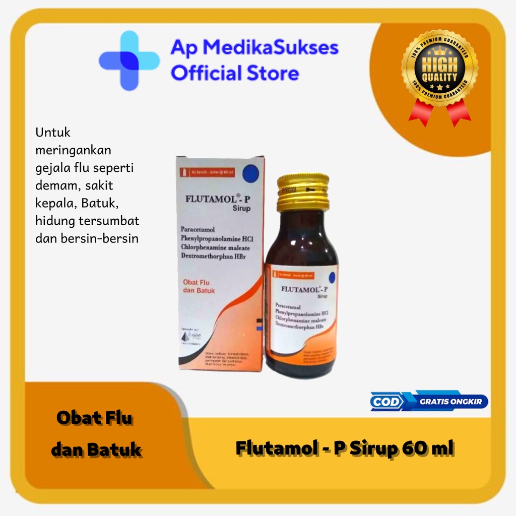 Jual Flutamol Plus Sirup Obat Batuk Kering flu Dan Meriang/Demam 60ml ...
