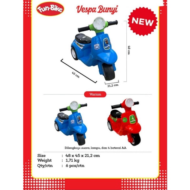 Jual MAINAN MOTOR MUSIC MUSIK FUN BIKE MOTOR MOTORAN ANAK VESPA MINI ...