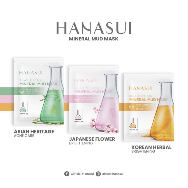 Jual Hanasui Masker Mineral Mud Mask Korean Herbal / Japanese Flower ...