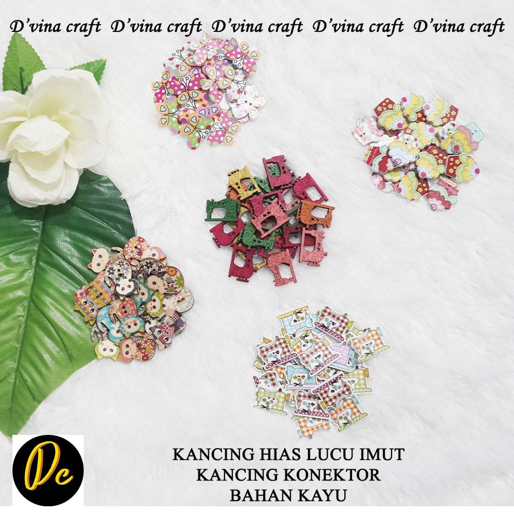 Jual 20 pcs Kancing Hias, Kancing Konektor Bahan Kayu Model Kupu, Mesin ...