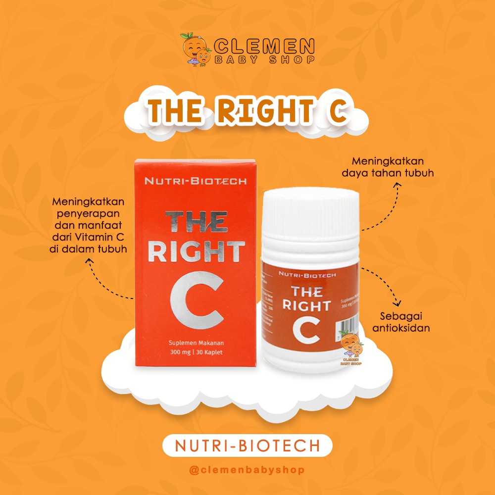 Jual Nutri-Biotech The Right C Vitamin C 300mg (Isi 30 Kaplet) | Shopee ...