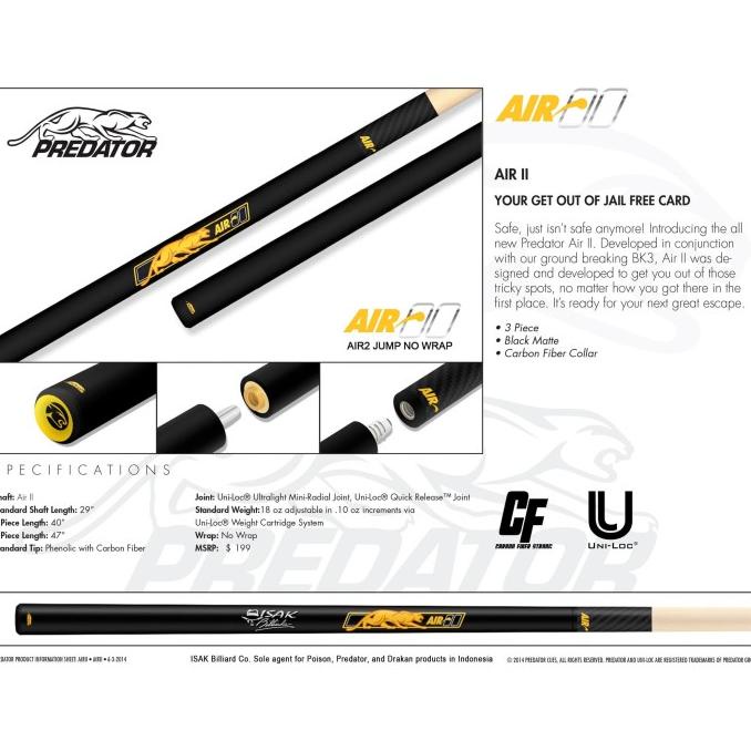 Jual Predator Air Ii Jump Cue - Stick Bola Lompat Billiard Stik Biliar ...