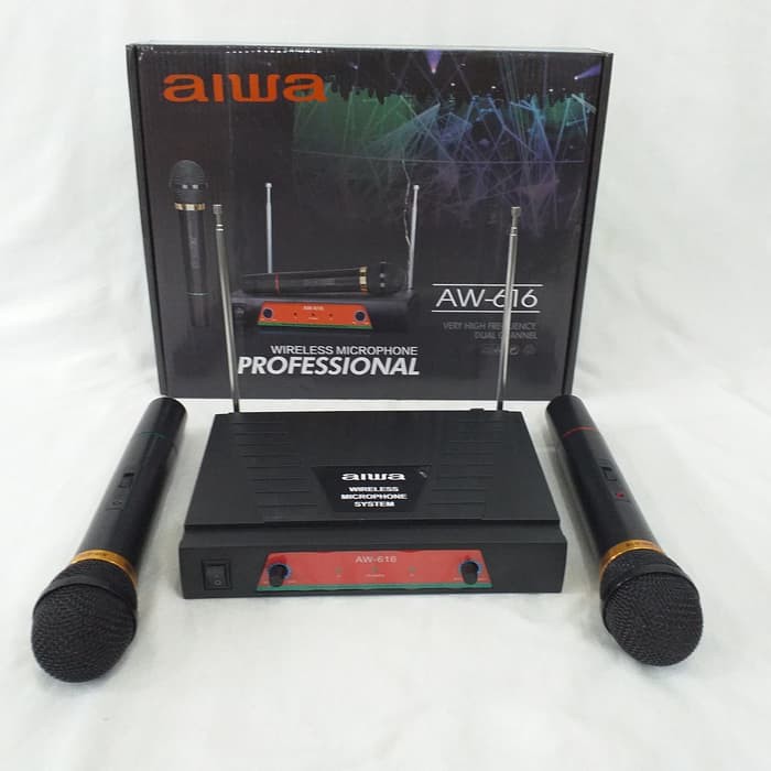 Jual AIWA AW-616 Mic Double Wireless-Microphone-Microphone Tanpa Kabel ...