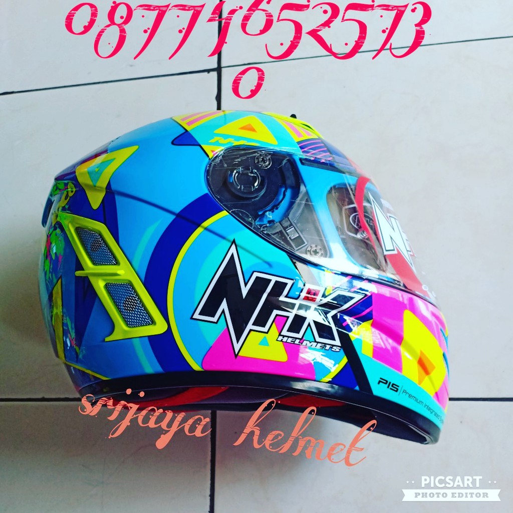 Jual HELM NHK TERMINATOR PIGMEN BLUE DOBEL VISOR //HELM FULLFACE NHK ...