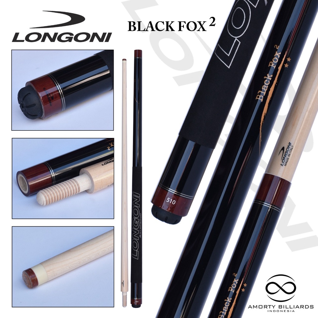 Jual Longoni Carom Cue Black Fox 2 Black Alcantara | Shopee Indonesia