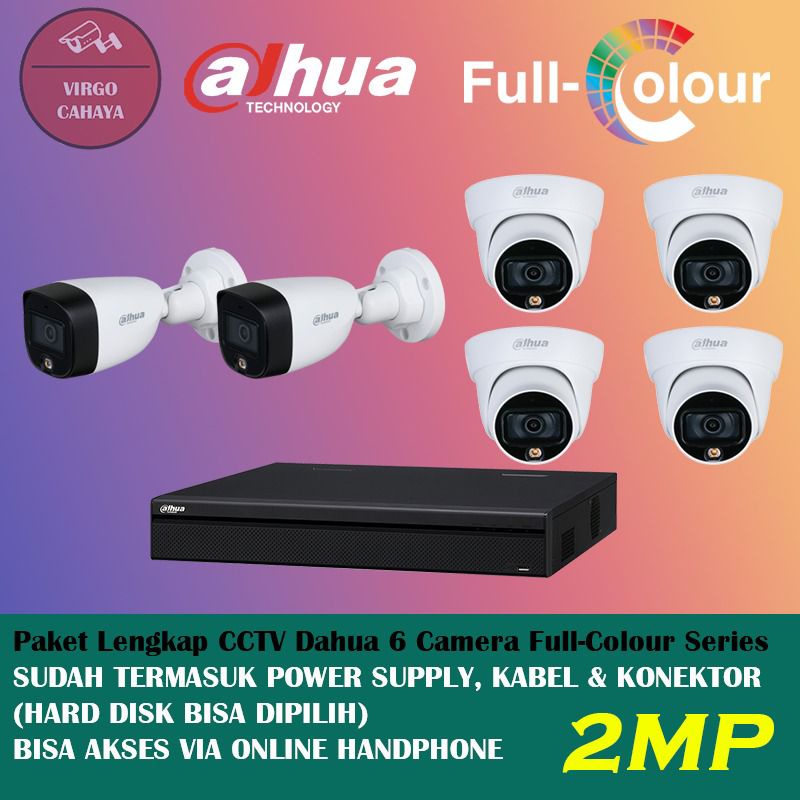 Jual Paket Cctv Dahua 6Kamera 2MP 1080P Full Colour/Camera Cctv Colorvu ...