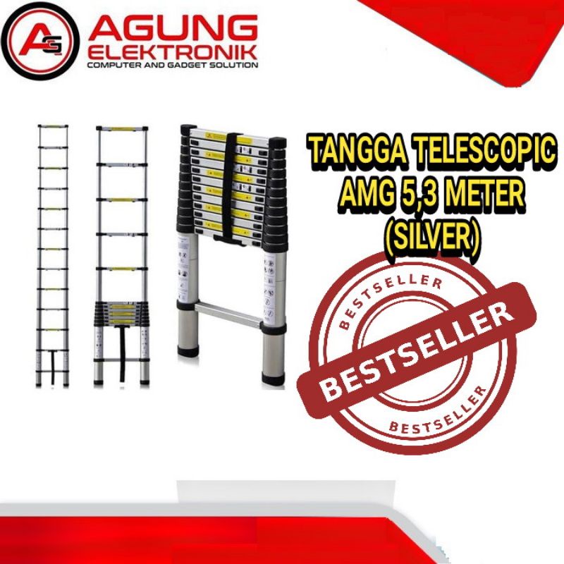 Jual TANGGA TELESCOPIC SINGLE AMG 5,3 METER SILVER MURAH BERKUALITAS ...
