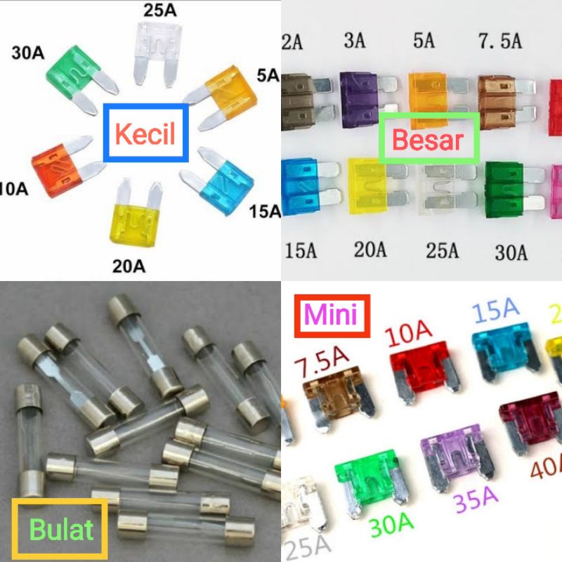 Jual Sekreng Sekring 5A 7.5A 10A 15A 20A 25A 30A 35A 40A Fuse Sekering ...