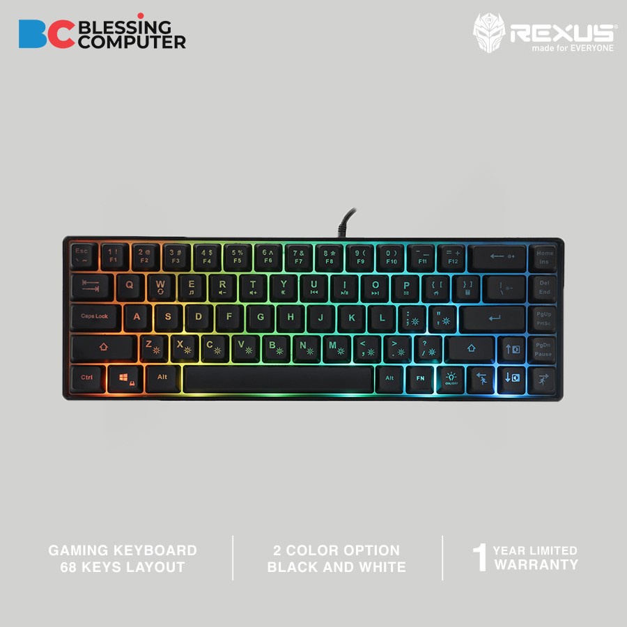 Jual Keyboard Gaming REXUS MINI BATTLEFIRE K68M Black | Shopee Indonesia