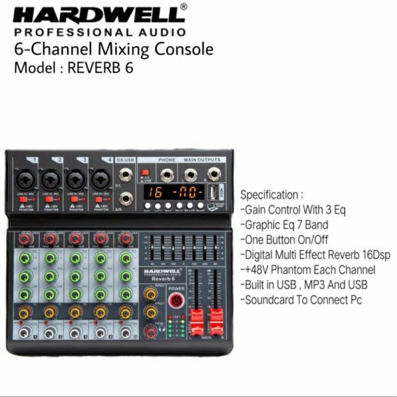Jual Mixer Audio 6 Channel Hardwell Reverb 6 Original | Shopee Indonesia
