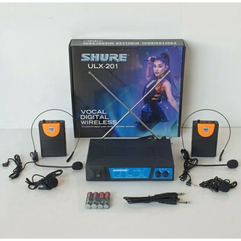 Jual Mic Bando Mic Jepit Wirelles UHF 2 set mic (Clip On) Shure ULX201 ...