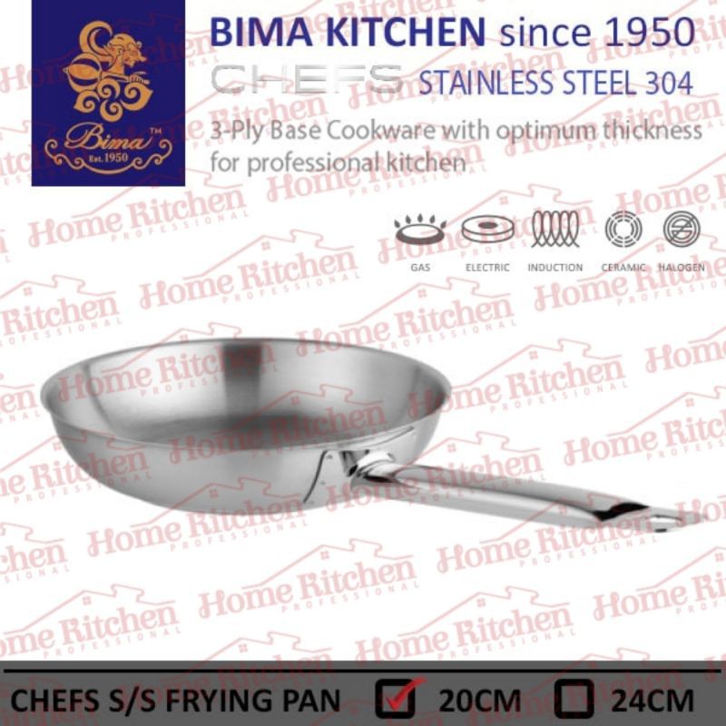 Jual BP1901520 BP1901524 Bima Chef Frying Pan 20cm 24cm Penggorengan Stainless SUS304 | Shopee ...