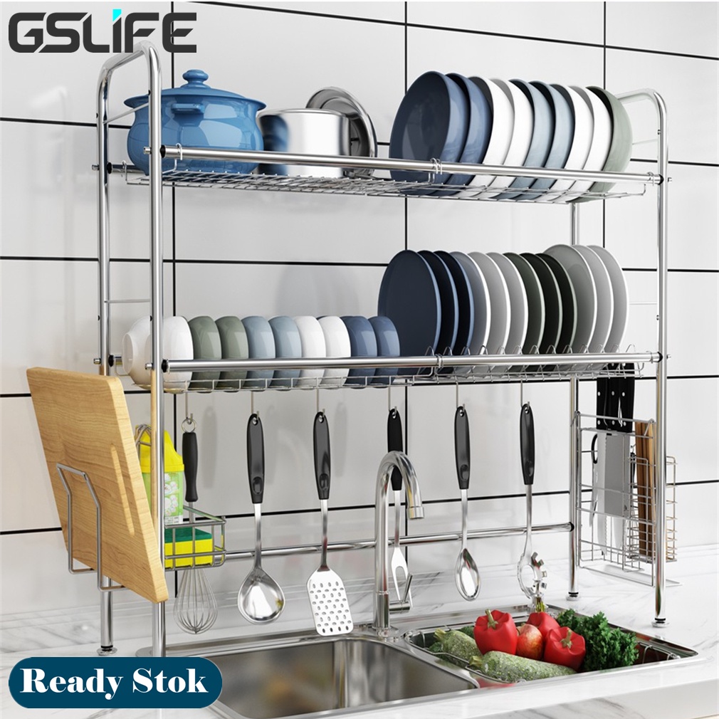 Jual GSLIFE Rak Piring Full Set Rak Wastafel Dapur Stainless Steel ...