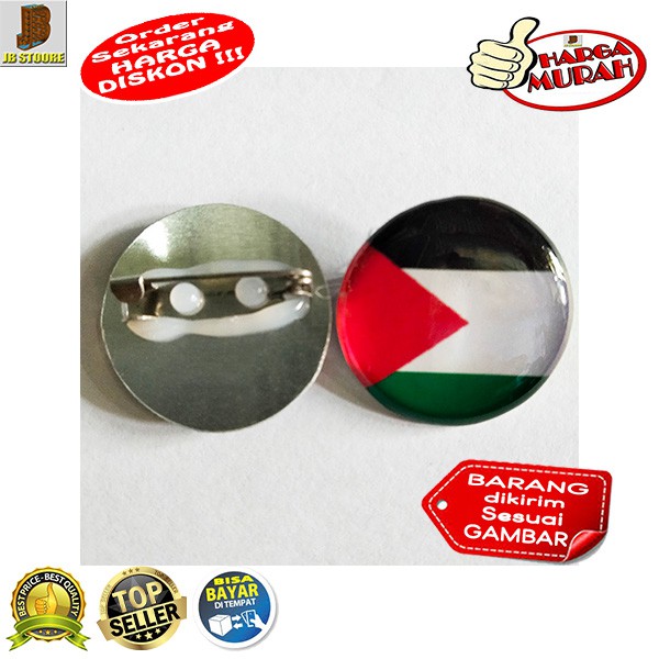 Jual Pin Bendera Palestina Bulat Peniti Baju Peci Topi / Bros Logo ...