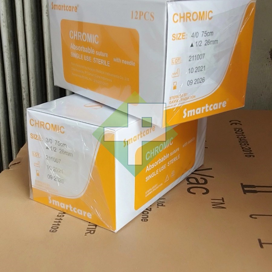 Jual Catgut Chromic Smartcare + Needle / Benang Jahit Catgut Chromic ...