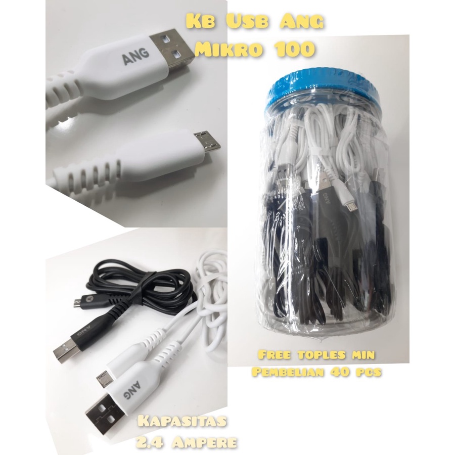 Jual Kabel USB Mikro 100 cm Merek ANG / Kabel data Handphone Mikro ...