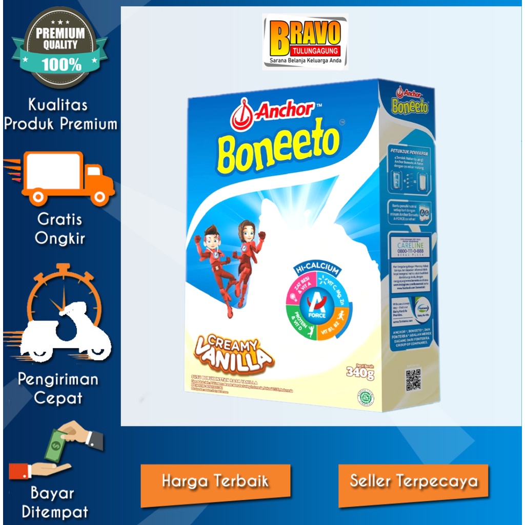 Jual Bravo Supermarket - Boneeto Susu Bubuk Vanila 340g | Shopee Indonesia