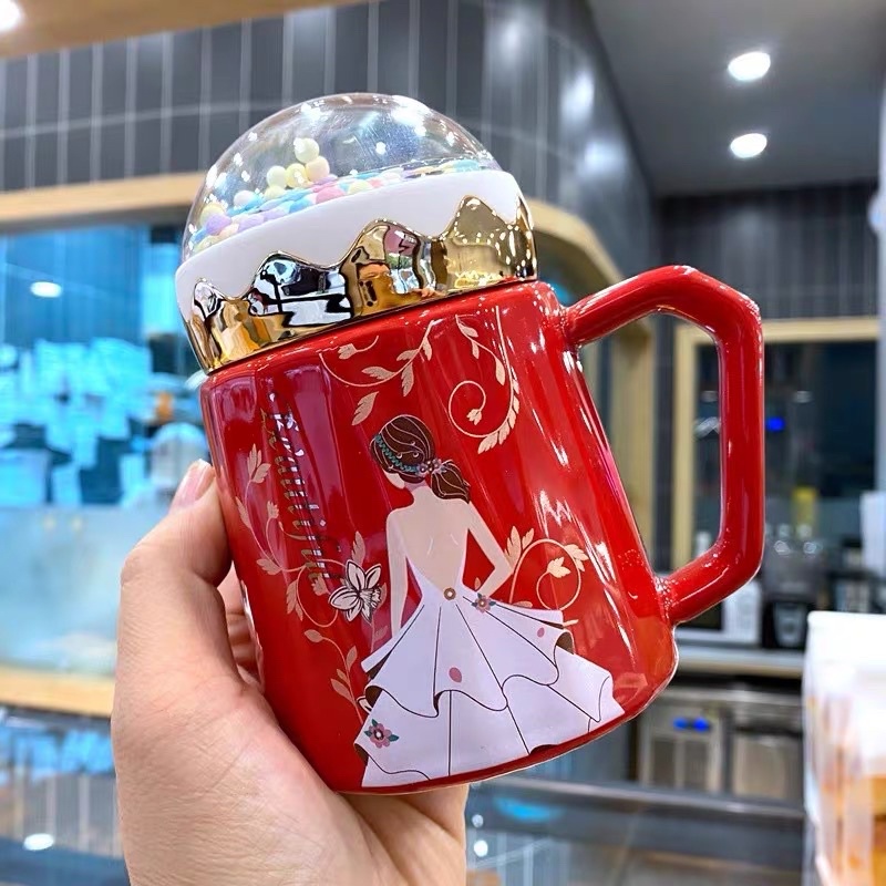 Jual SET GIFT BOX MUG CANGKIR KERAMIK NORDIC GADIS DENGAN PENUTUP KADO ...