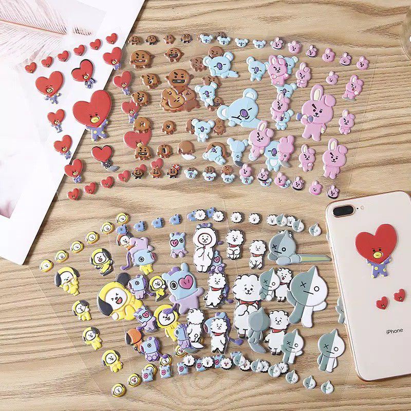 Jual Sticker Stiker Timbul BT21 BTS Sticker DIY 3D bubble BT21 | Shopee ...