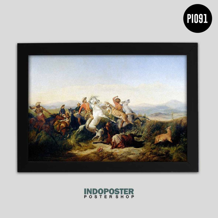 Jual Poster Lukisan Terkenal Klasik Berburu Rusa - Raden Saleh Sjarif ...