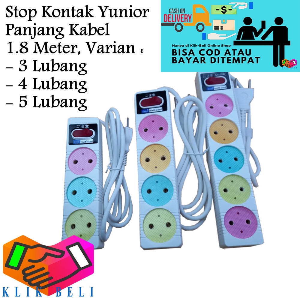 Jual Stop Kontak Colorful 3 / 4 / 5 Lubang Colokan Cok Listrik Original ...